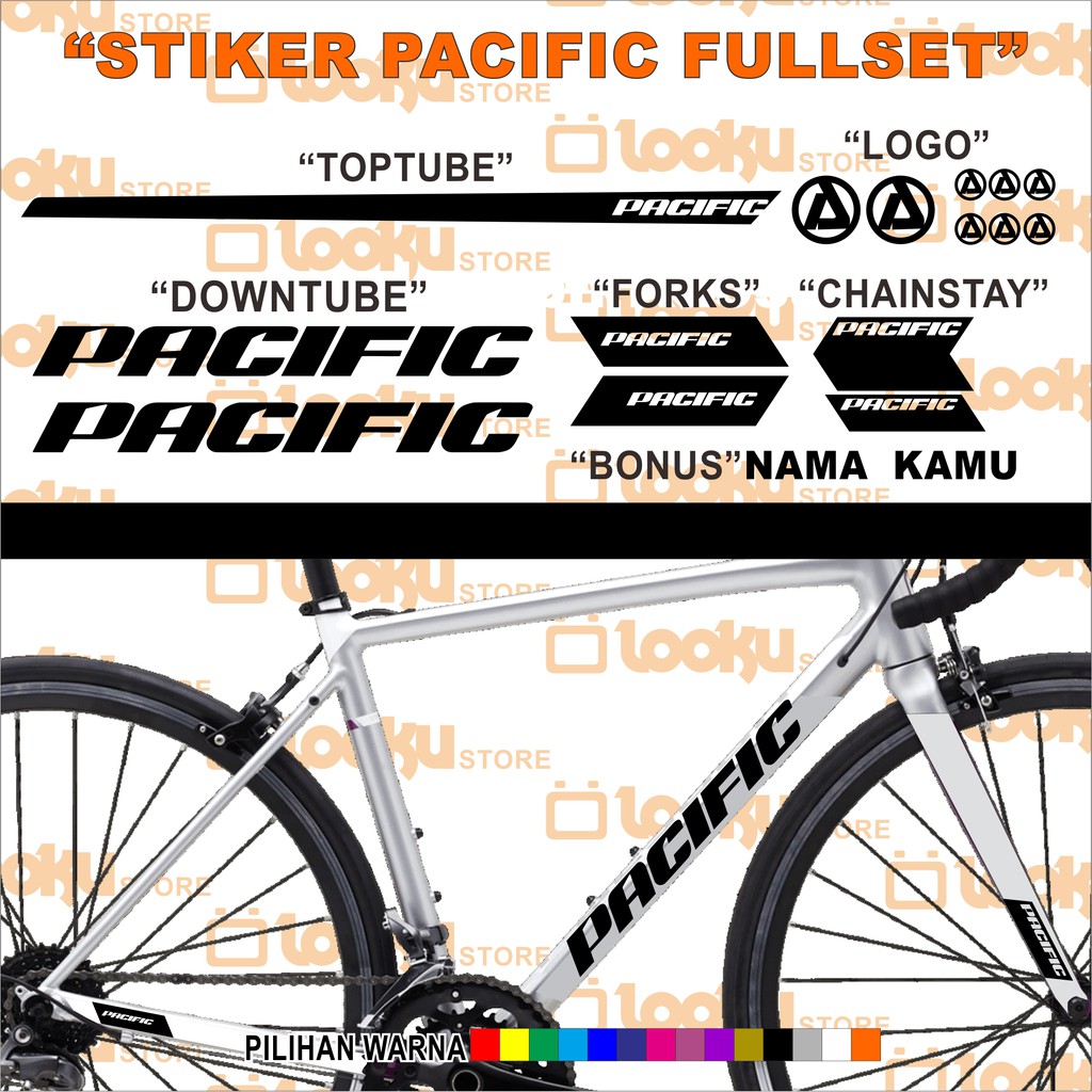 Jual stiker pacific sticker sepeda mtb roadbike frame | Shopee Indonesia