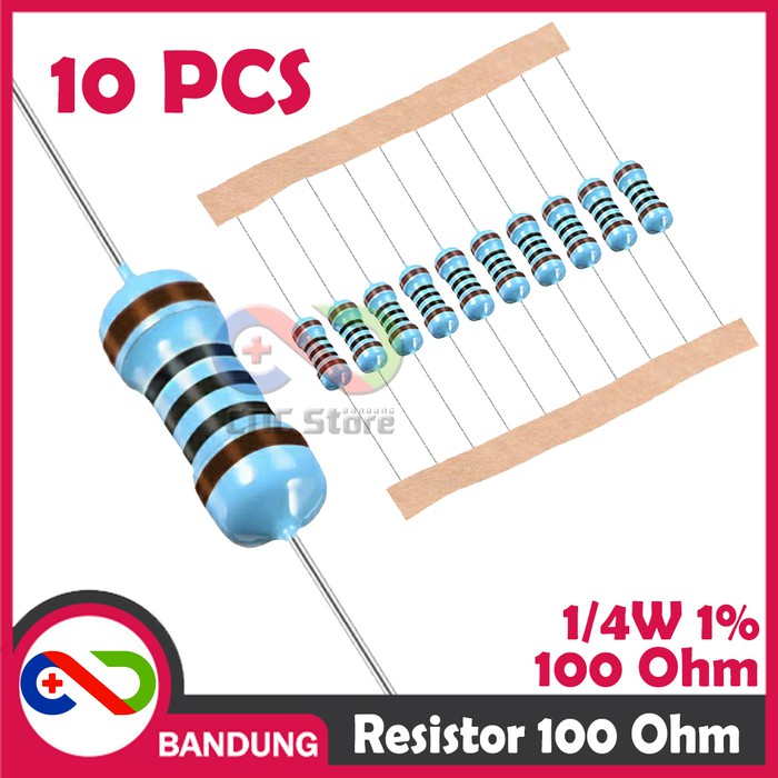 Jual 10X RESISTOR 100 100R 100OHM 1/4W 1% METAL FILM | Shopee Indonesia