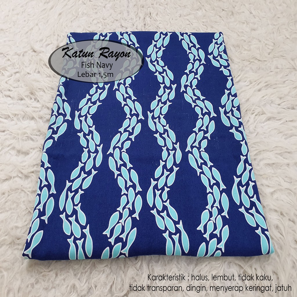 Jual KATUN RAYON FISH NAVY (per 0,5m) | Shopee Indonesia