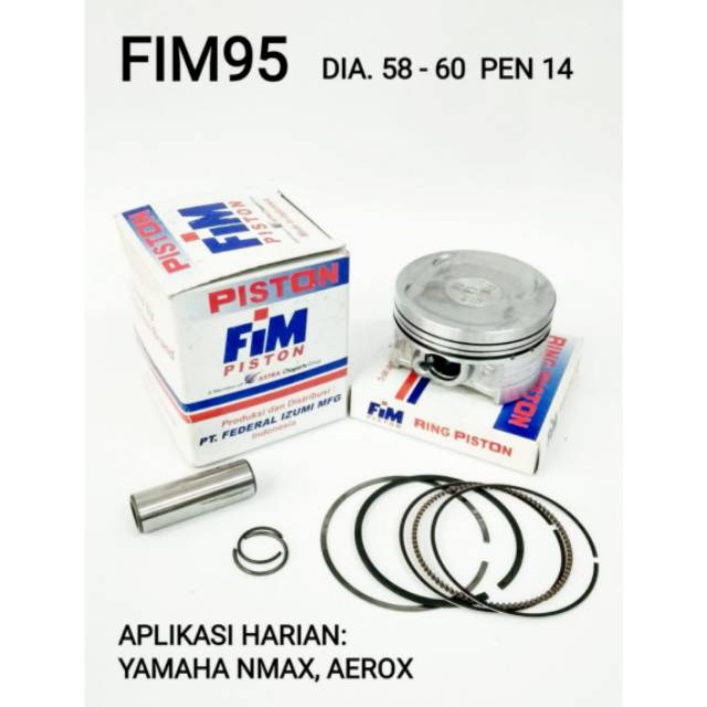 Jual Seher piston Kit FIM set yamaha nmax, aerox pin 14 ukuran std 50 ...