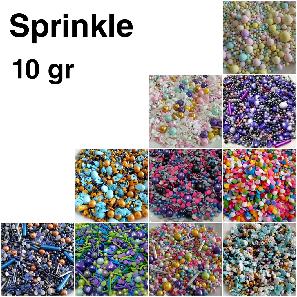 Jual aneka sprinkle /springkel/ gula edible / hiasan kue (10gr ...