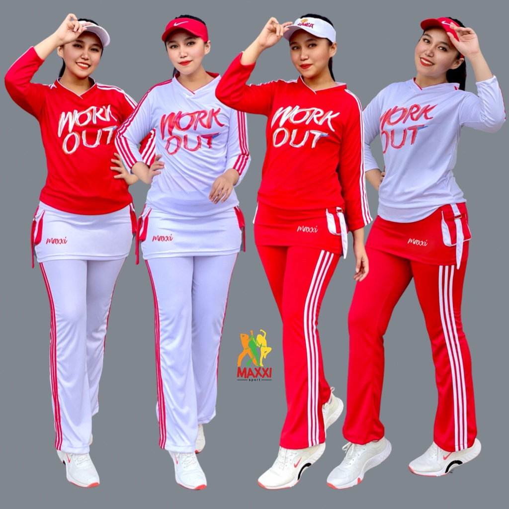 Jual SETELAN READY!!!Baju Senam Merah Putih Rok Workout Panjang Set ... Jual SETELAN READY!!!Baju Senam Merah Putih Rok Workout Panjang Set ...