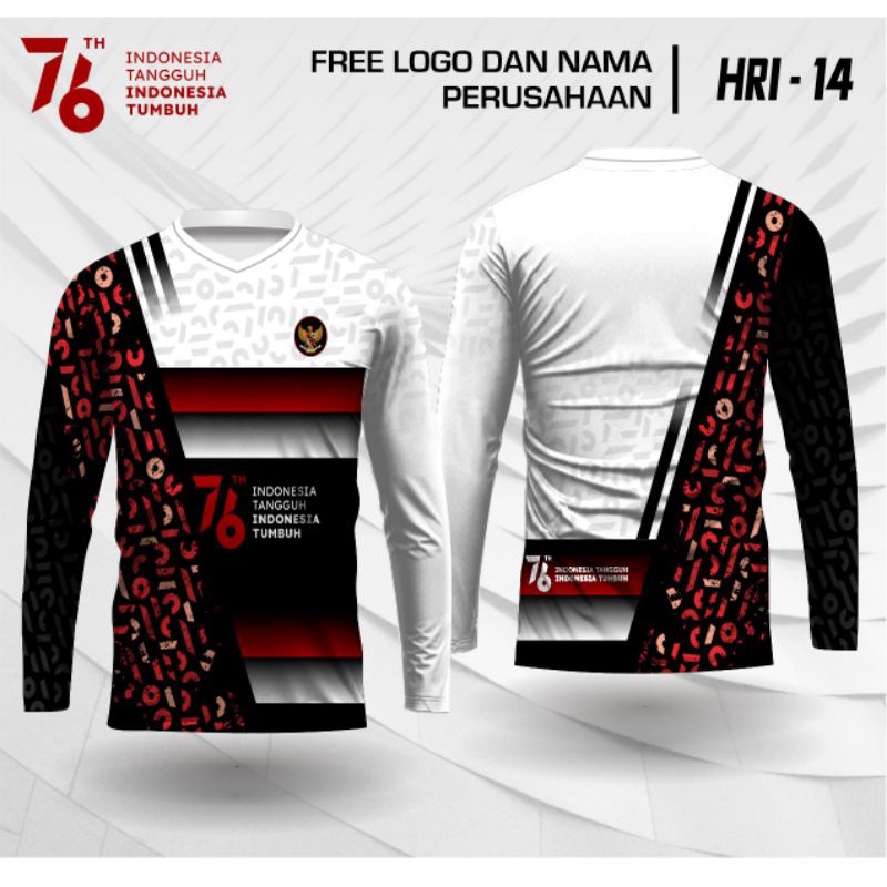 Jual Baju Kaos 17 Agustus Jersey HUT RI Dirgahayu ke 76 lengan panjang FULLPRINT Terbaru ...