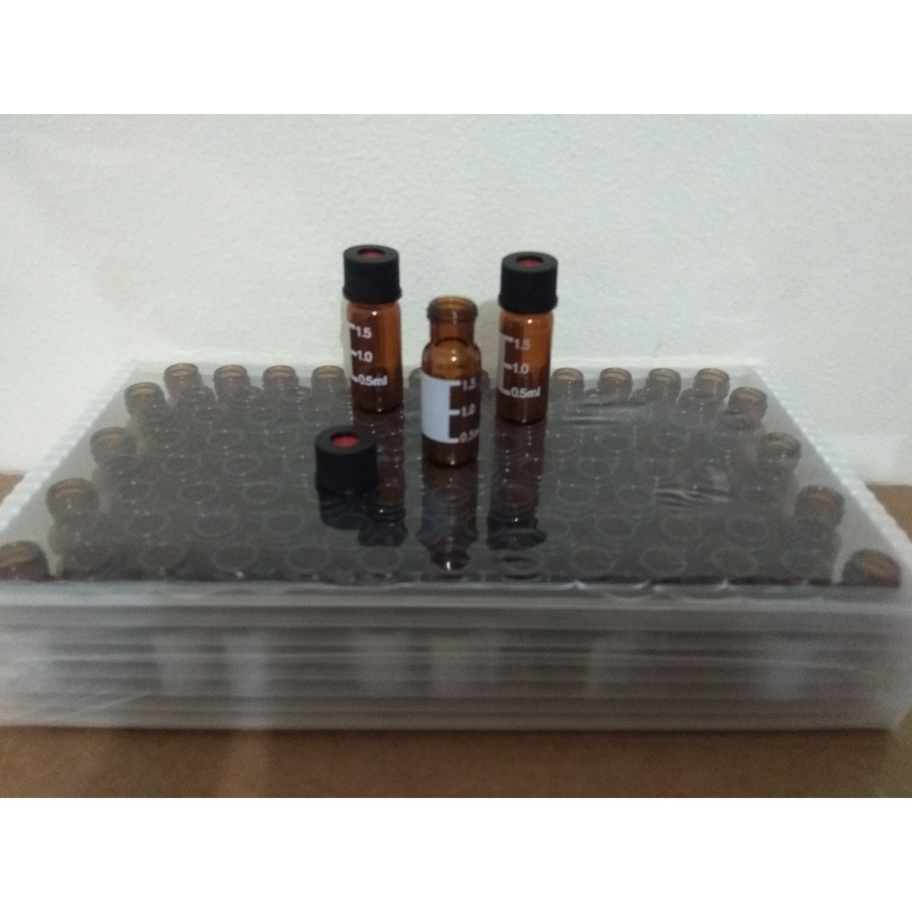 Jual Botol Vial Sample Vial 1.5 - 2 ml Amber Glass with PTFE Cap ...