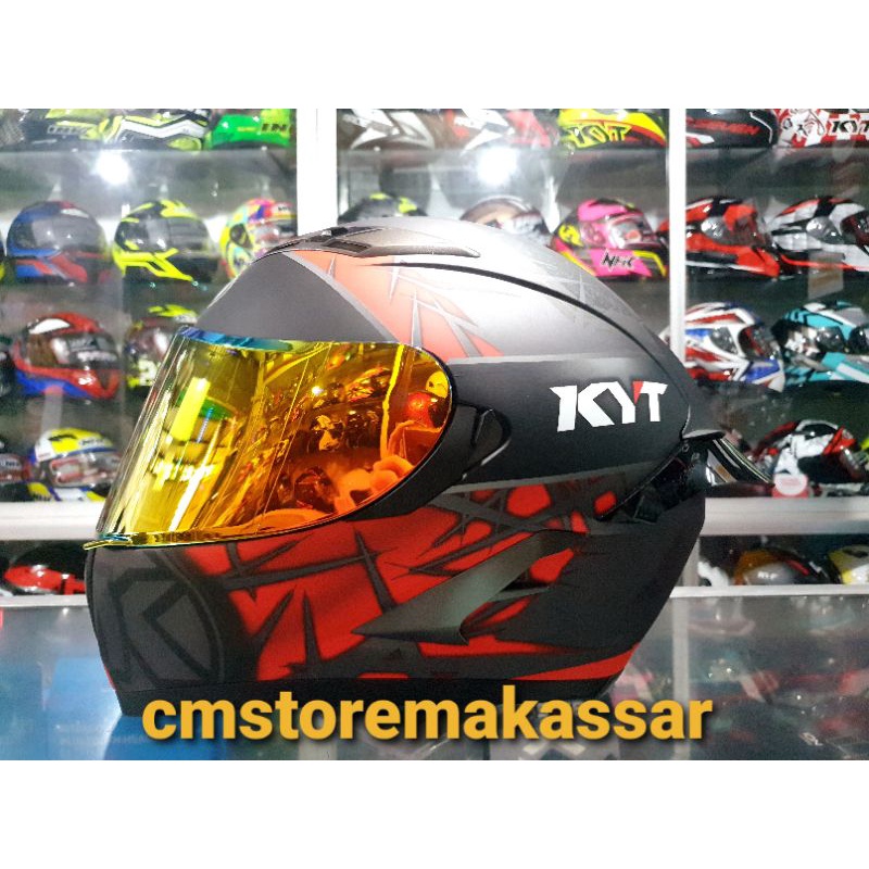 Jual Helm KYT Falcon Full Face Spike Gunmetal Doff Full Set Flat Visor ...