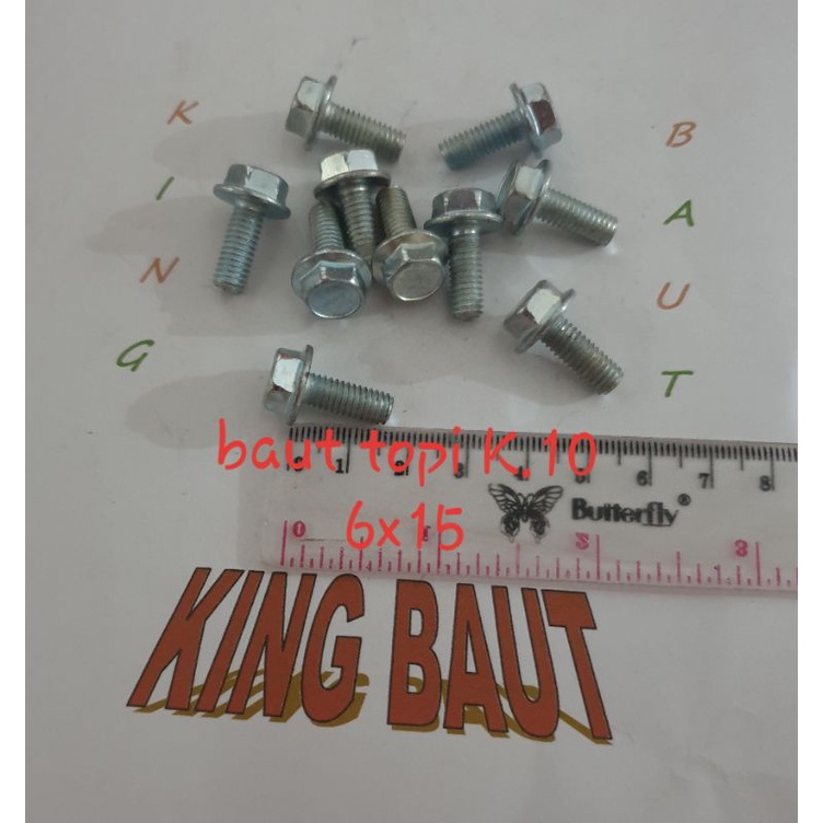 Jual Baut Topi 10 6x15 Putih Flange Bolt | Shopee Indonesia