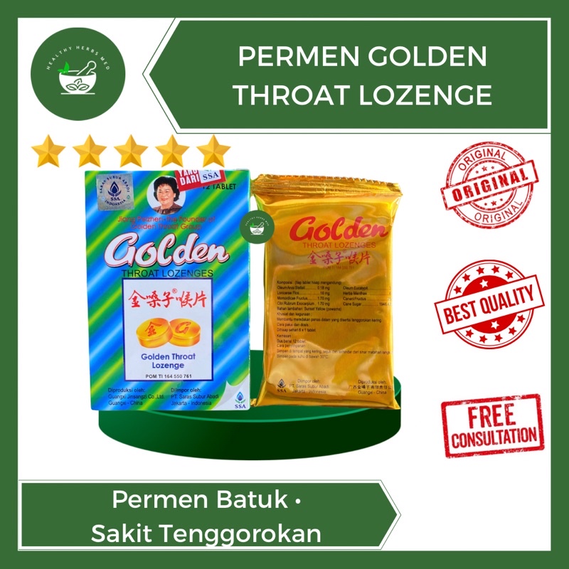 Jual Permen Batuk Golden Obat Sakit Tenggorokan Golden Throat Lozenges ...