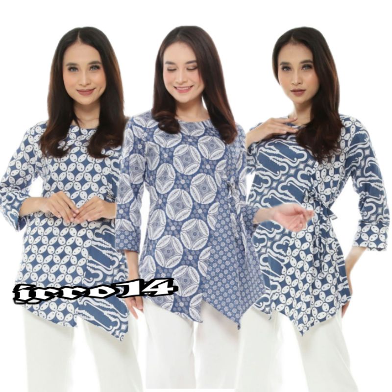 Jual tey-17 Batik wanita ASJ SA HRB026 Kenongo Kemeja Tosca Pendek | Shopee Indonesia