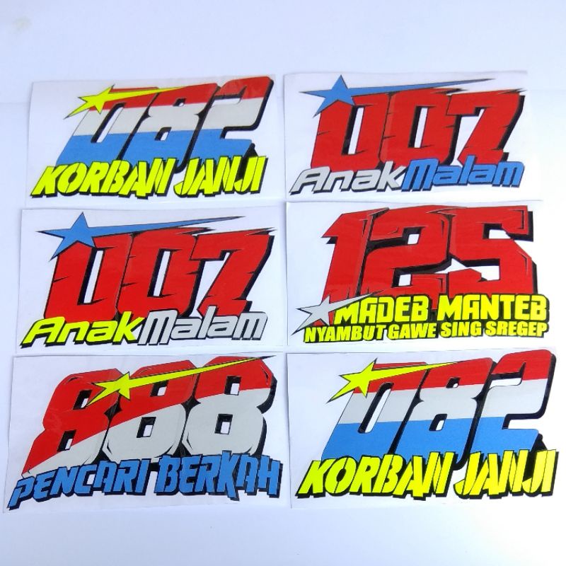 Jual Sticker Cutting Tumpuk Reflective Nomor Racing Ukuran Perlembar 17 ...