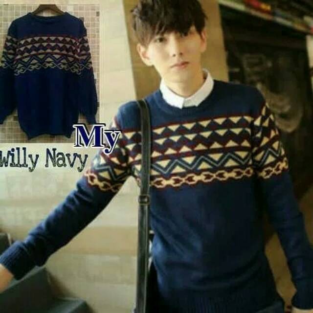 Jual Willy Navy (Sweater Pria) | Shopee Indonesia