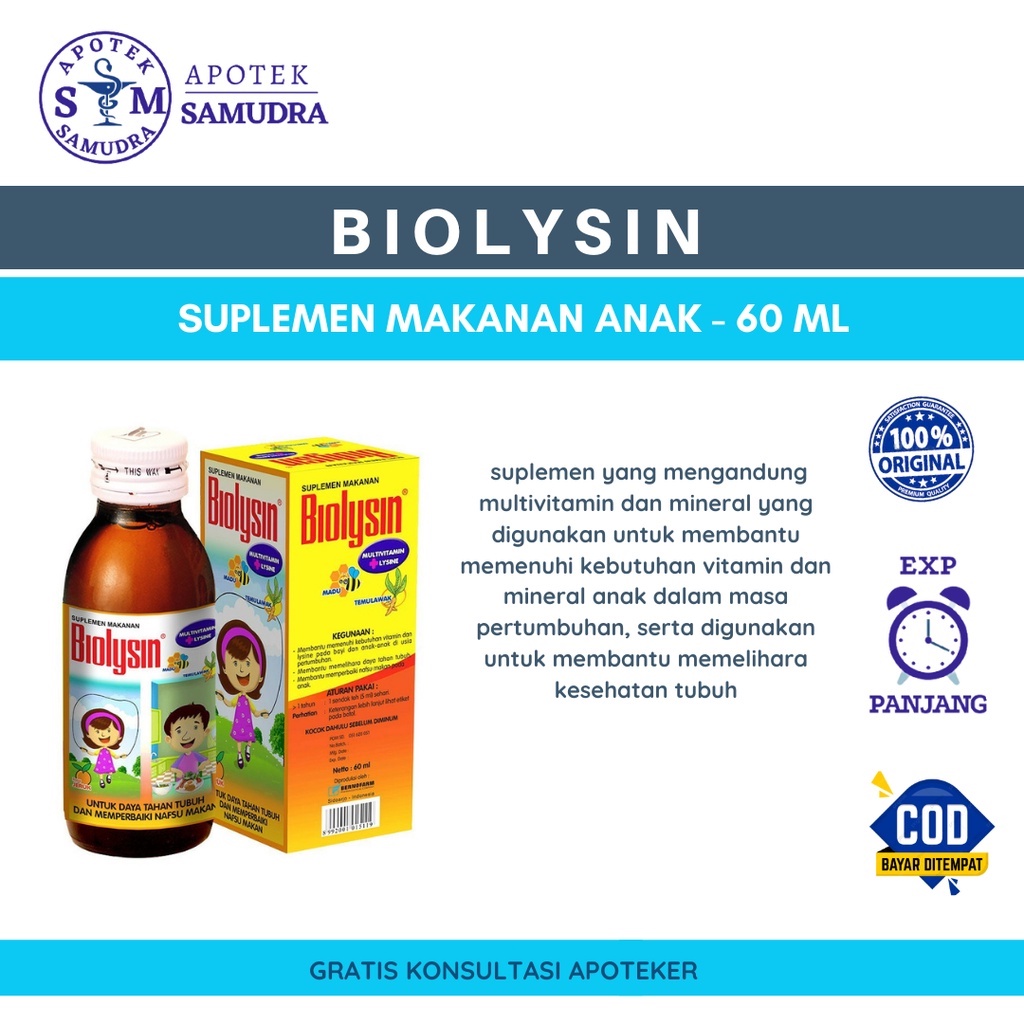 Jual BIOLYSIN SYR - (60ml) mutivitamin anak vitamin anak vitamin masa ...