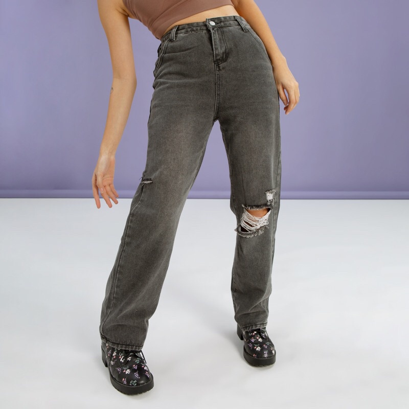 Jual VIERLIN - Jeans 2778 - HW BAGGY RIPPED JEANS | Shopee Indonesia