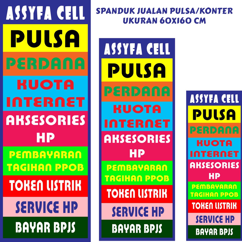 Jual Spanduk / Banner / Backdrop Konter Pulsa Variasi Ukuran | Shopee Indonesia