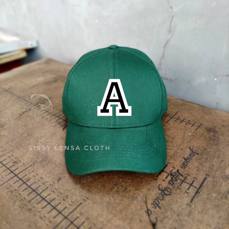Jual TOPI BASEBALL HAT CAP PREMIUM INISIAL HURUF A HIJAU CUSTOM NAMA ...