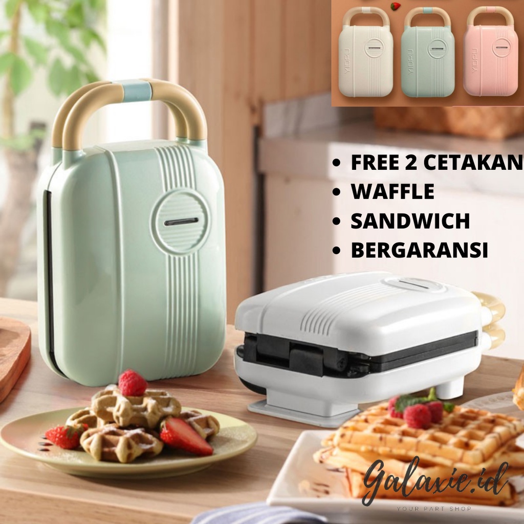 Jual BERGARANSI Waffle Maker Elektrik Multifungsi Toaster DAPAT 2 TRAY ...