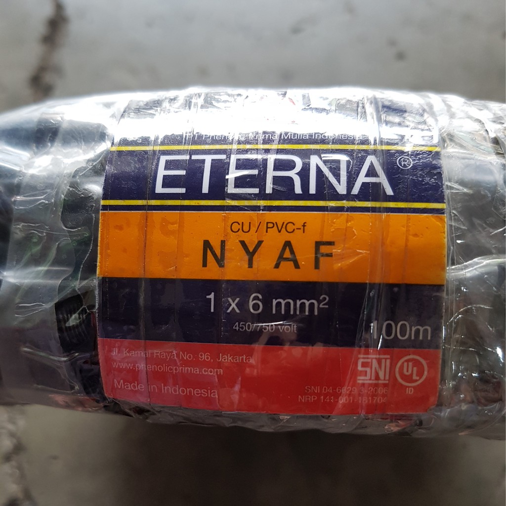 Jual ETERNA NYAF 6 MM ( 100M ) / KABEL LISTRIK SERABUT TEMBAGA AF 6MM ( 100 METER ) BIRU HITAM ...