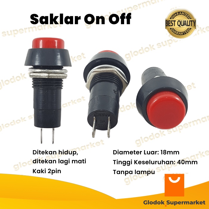Jual Switch On Off Bulat 2 Pin Push On Off Saklar 2pin Tombol 2 Kaki Toggle Button Taiwan ...