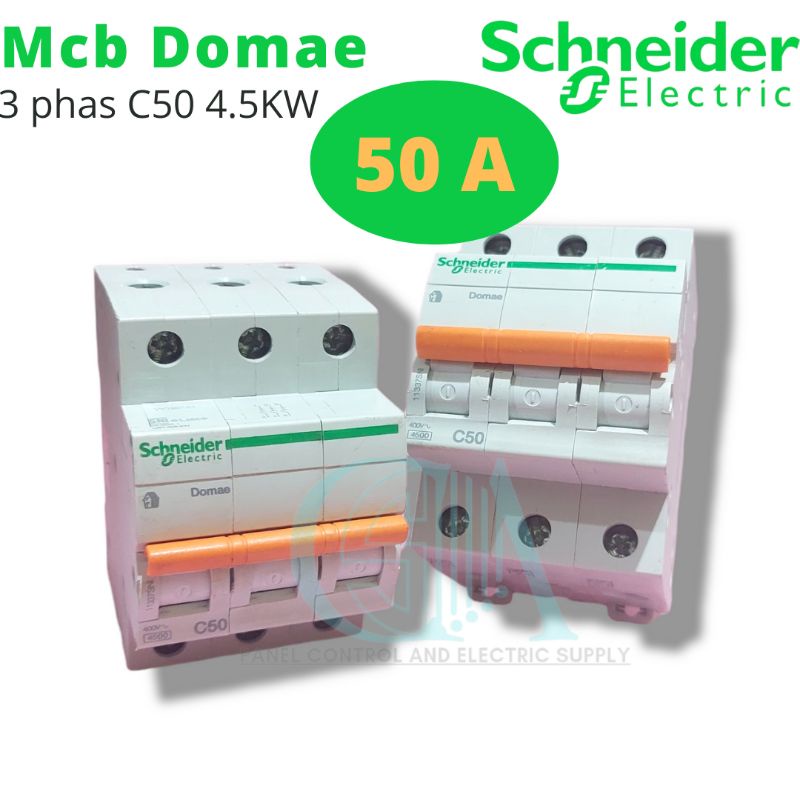 Jual Schneider Domae MCB 1P 50A 3 phase 50 Ampere pengaman stopkontak 4.500kw Mini Circuit ...