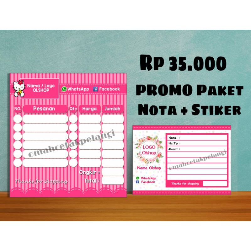 Jual PROMO Cetak Nota Lembaran + Stiker Pengiriman Olshop [ PAKET ...