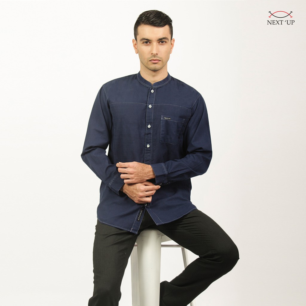 Jual Kemeja Koko Muslim Pria / Cowok Keren Denim Lengan Panjang 100% ...