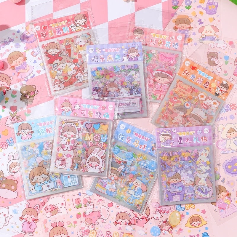 Jual sticker tumblr kartun cewe lucu aesthetic waterproof stiker warna ...