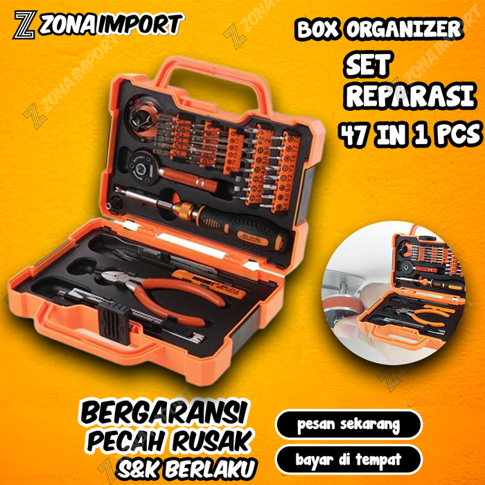 Jual SET REPARASI BOX ORGANIZER 47 IN 1 ALAT TUKANG | Shopee Indonesia