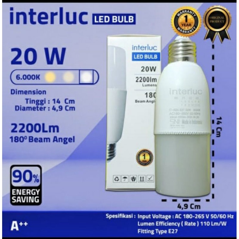 Jual Lampu LED Interluc 20 Watt - Putih | Shopee Indonesia