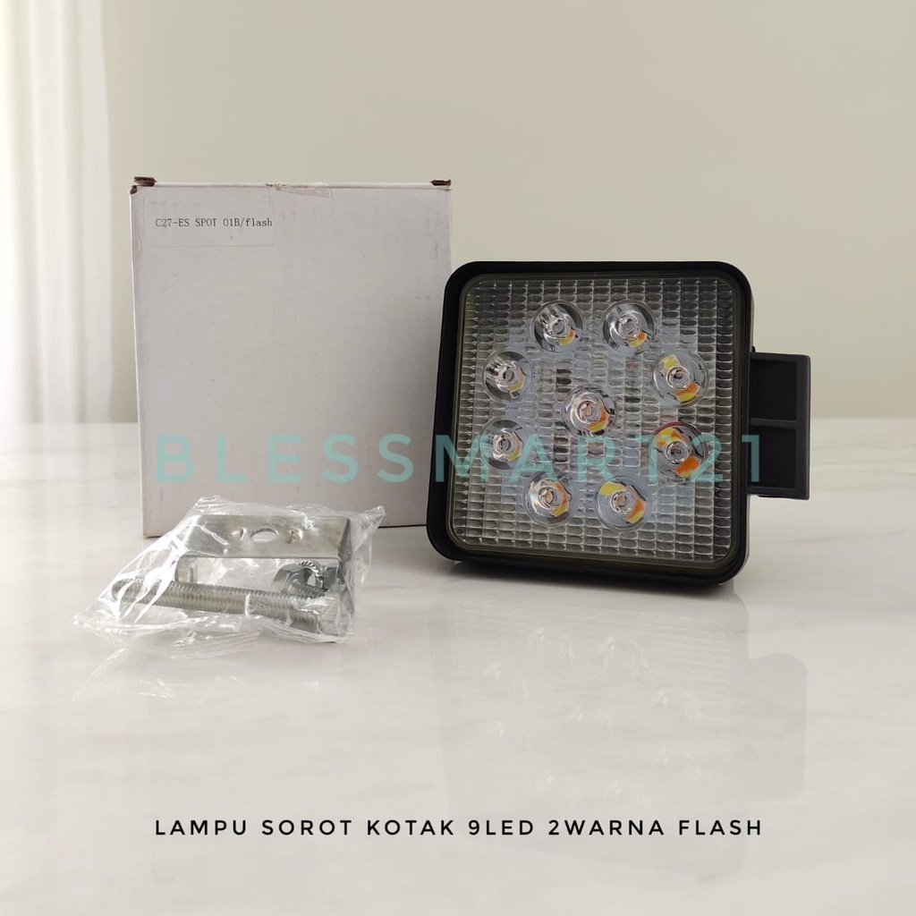Jual LAMPU SOROT KOTAK 9 LED 2 WARNA FLASH | Shopee Indonesia
