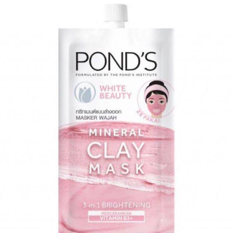 Jual PONDS MINERAL CLAY MASK WHITE BEAUTY 8gr - masker wajah | Shopee ...