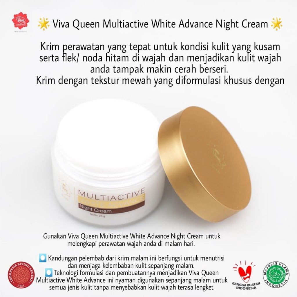 Jual VIVA Queen Collagen Night Cream / Anti Wrinkle Cream / Moist ...