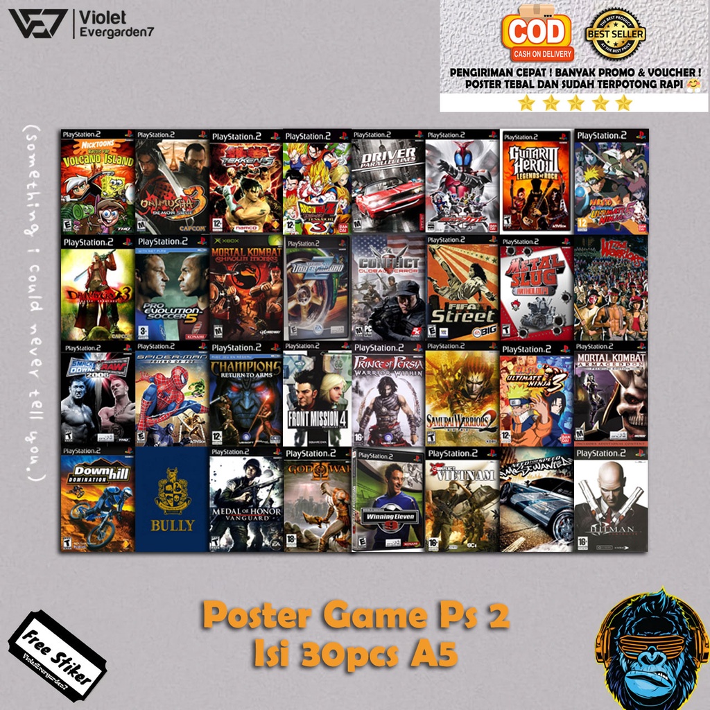 Jual POSTER VINTAGE GAME PLAYSTATION 2/ HIASAN DINDING TRENDY +FREE ...