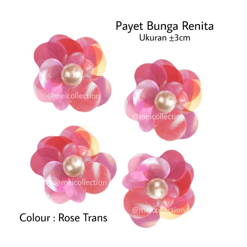 Jual payet bunga rangkai APB Renita 3cm rose trans | kebaya tunangan ...