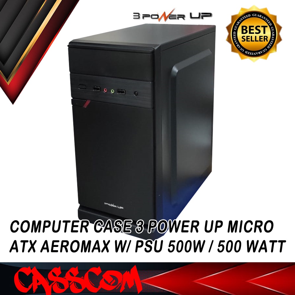 Jual Computer Case 3 POWER UP Micro - ATX AEROMAX w/ PSU 500W / 500 ...