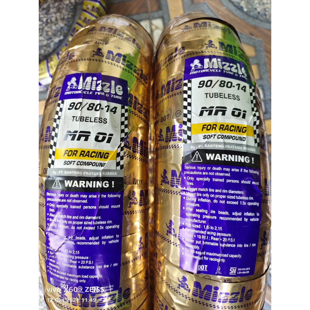 Jual Paket Ban Matic Tubeless Soft Compound Mizzle MR01 90/80-14. Free ...