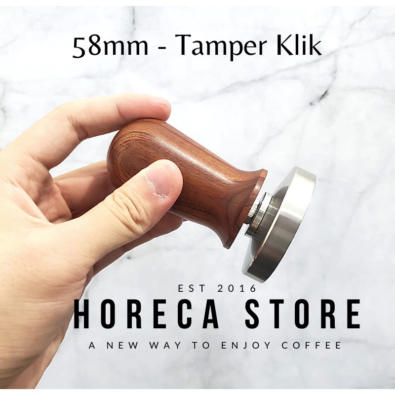 Jual Tamper Klik 58mm Stainless Dengan Gagang Kayu - Tamper Kopi 58mm ...