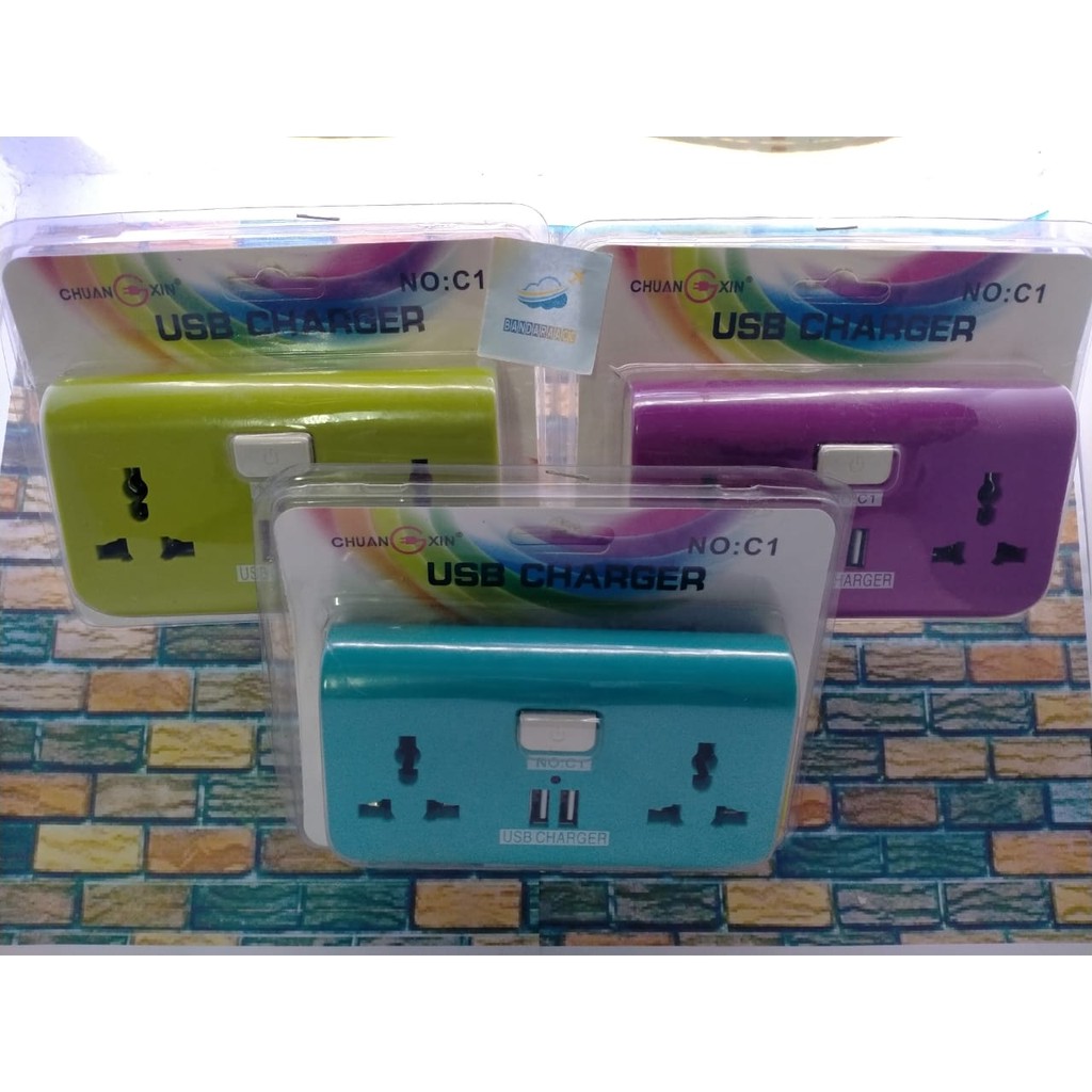 Jual ADAPTOR 2 USB C1 adaptor colokan usb C1 | Shopee Indonesia