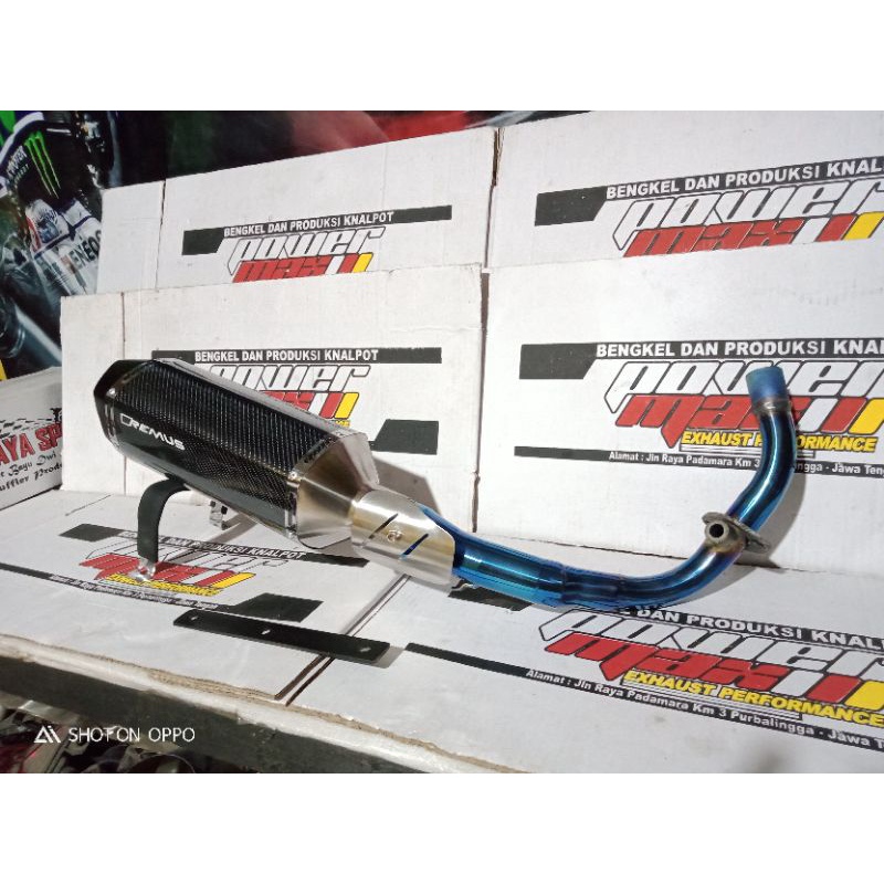Jual knalpot custom remus carbon header biru fullsystem for vespa matic ...