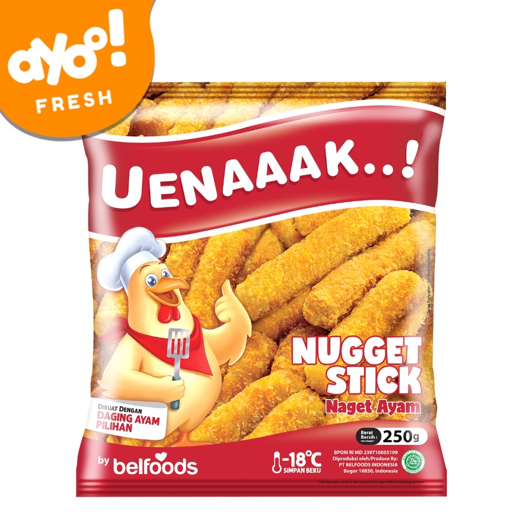 Jual Belfoods Uenaak Chicken Nugget Stick 250 g Pack | Shopee Indonesia