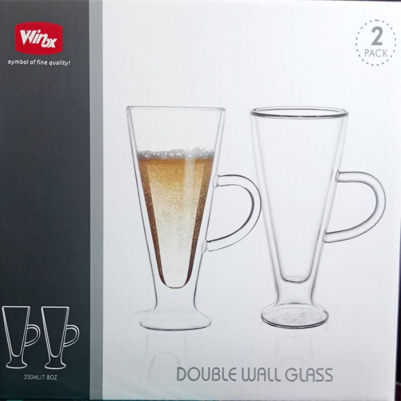 Jual Double Wall Glass Cup Set Isi 2 original 230 Ml ( G-MC7523H-T2 ...