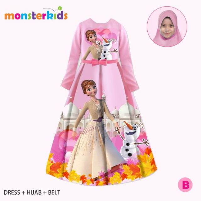 Jual Import Dress Gamis Frozen Hijab Anak Muslim Princess Anna Elsa ...