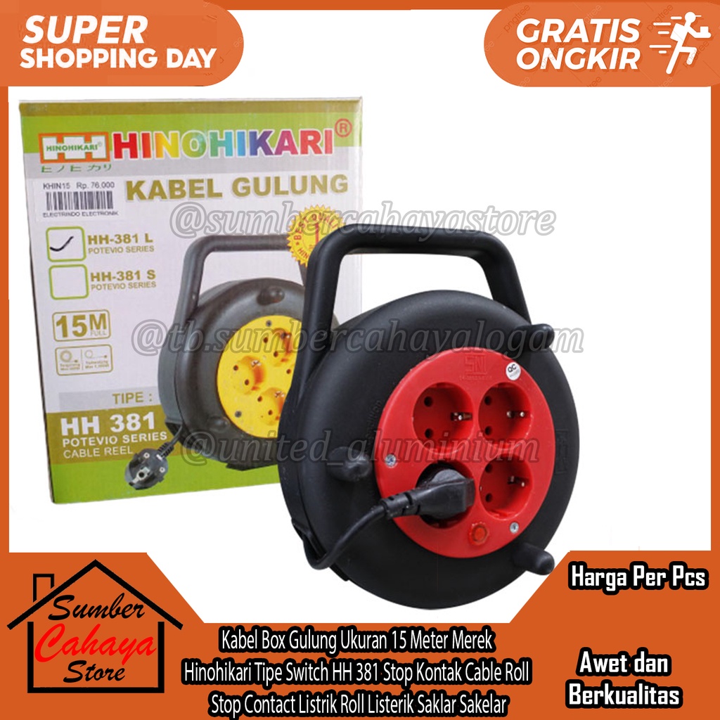 Jual Kabel Box Gulung Ukuran 15 Meter M Merek Hinohikari Tipe Switch HH ...