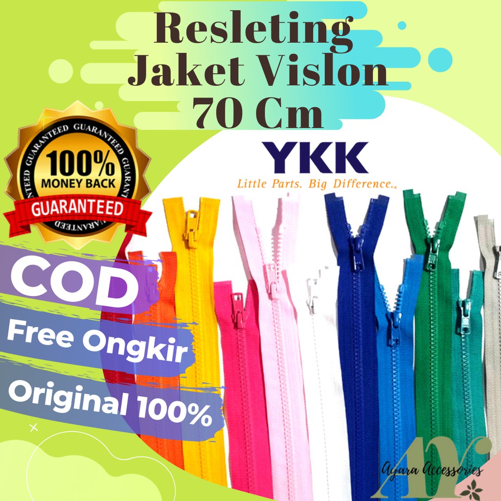 Jual RESLETING ZIPPER SLETING JAKET YKK GIGI PLASTIK VISLON PANJANG 70 CM | Shopee Indonesia