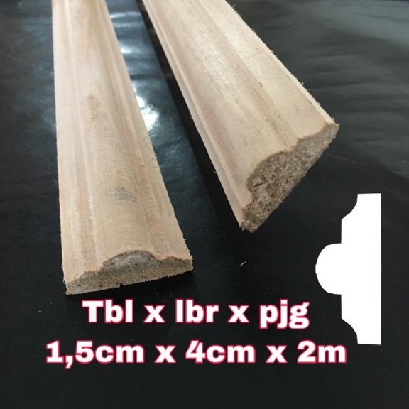 Jual lis kayu profil wall moulding1,5x4cm panjang 2meter list kayu ...