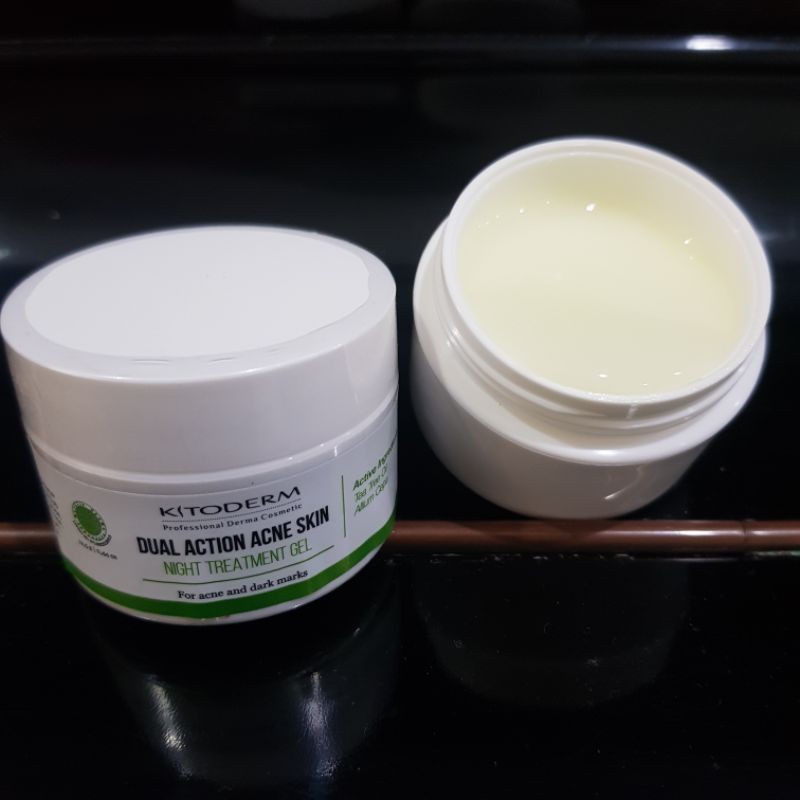 Jual Kitoderm Dual Action Acne Cream Night Treatment Gel | Shopee Indonesia
