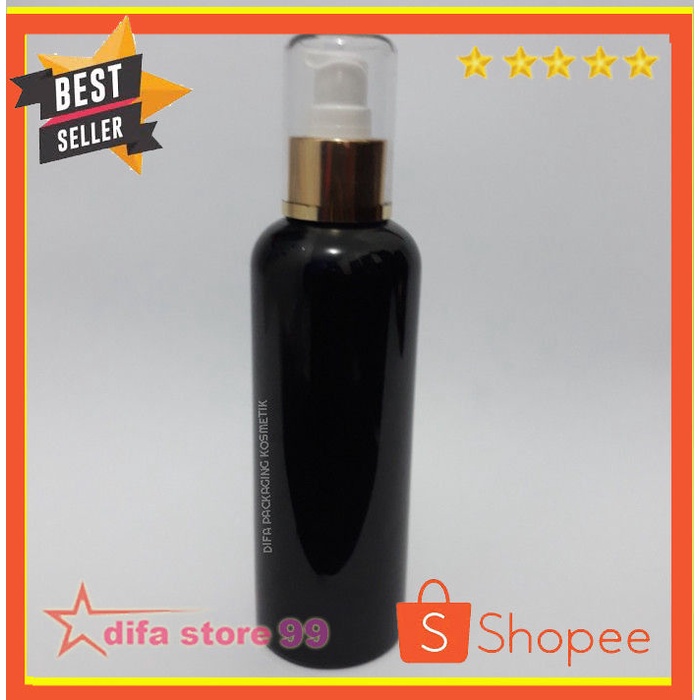 Jual Botol Pump Treatment 250ml Neck Emas Shiny Body Black [minimal 5pcs] ( Paket isi 10 pcs ...
