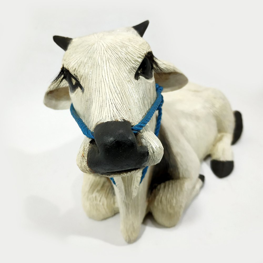 Jual Miniatur Sapi Putih Kayu Jati Asli | Shopee Indonesia