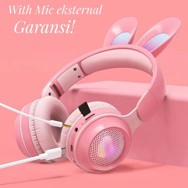 Jual Headphone Telinga Kelinci with Mic Werelles Bluethoot | Shopee ...