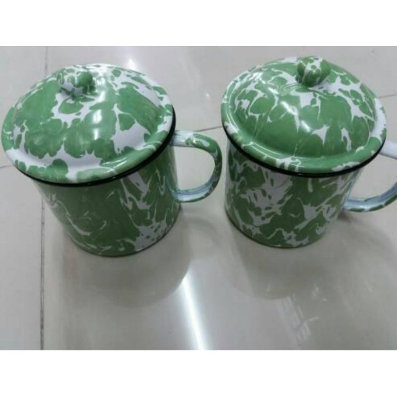 Jual MUG CANGKIR ENAMEL SENG KALENG BURIK BLURIK BLIRIK LURIK LORENG ...