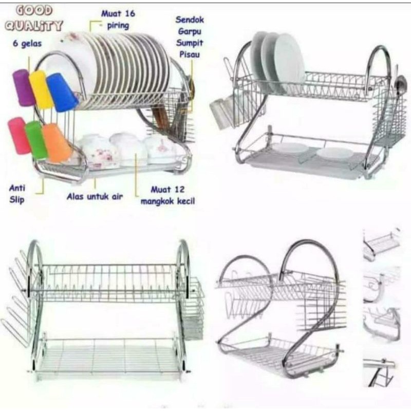 Jual RAK PIRING STAINLESS 2SUSUN MURAH | Shopee Indonesia