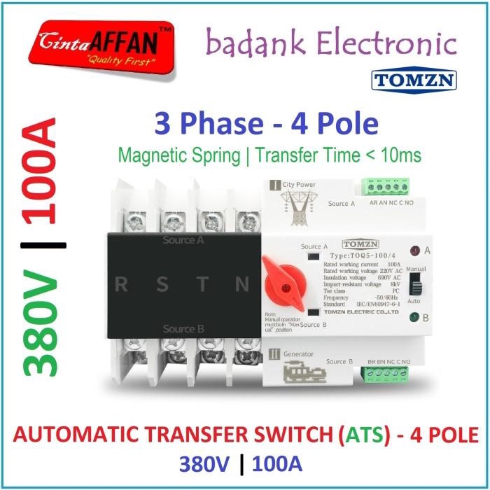 Jual Saklar Ats 3 Phase 100A 4P 380V Automatic Transfer Switch Solar ...